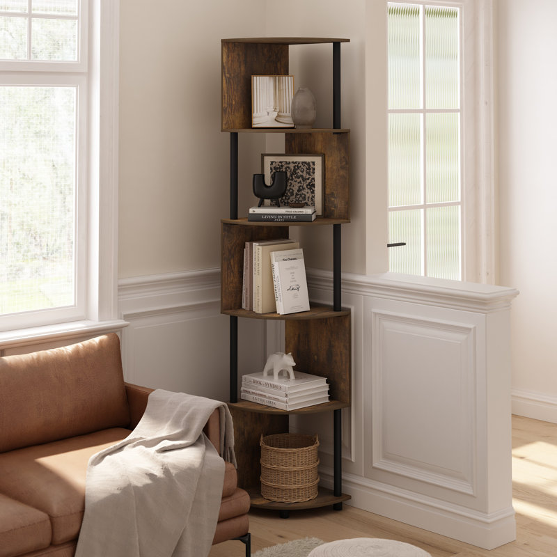 17 Stories Ridhan 5-Tier Zigzag Corner Shelf Bookcase, Bookshelf | Wayfair.co.uk